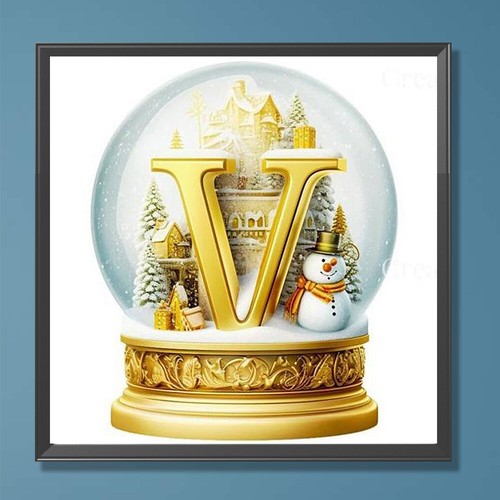 5D DIY Full Round Drill Diamond Painting Xmas Crystal Ball Alphabet V ...