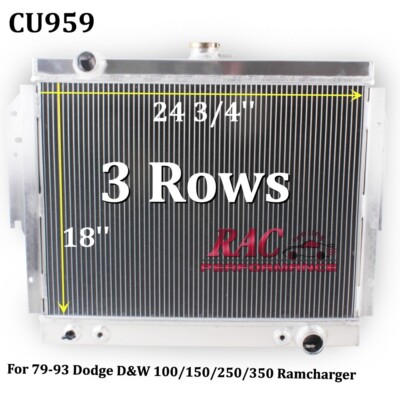For 1979-1993 Dodge D/W 150 250 350 Ramcharger 5.2L 5.9L 3 Row Aluminum ...
