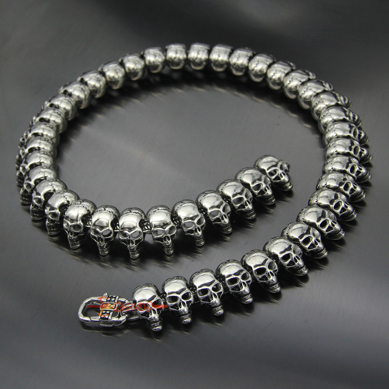 Men's Heavy 316L Stainless Steel Skull Head Chain Necklace Gothic Biker ...