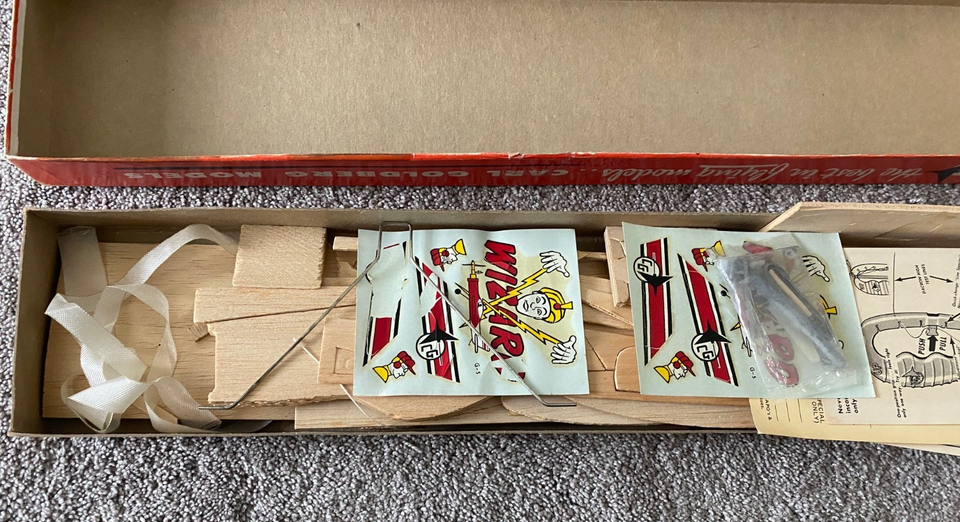 Vintage Carl Goldberg 1/2A LI'L WIZARD Control Line Model Plane Kit G5 ...