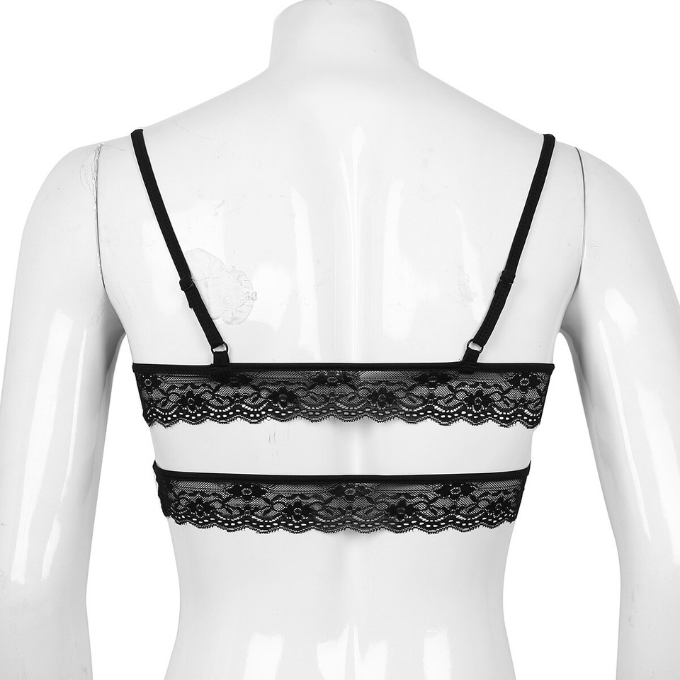 Sissy Men Lingerie Lace Bra Wire-free Satin Bralette Cross Dresser Male ...