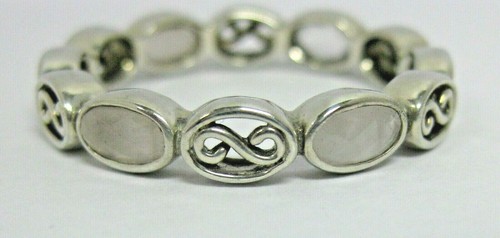 Sterling Silver Ring Infinity Narrow Band 4.0 MM Wide Crystal Stones ...