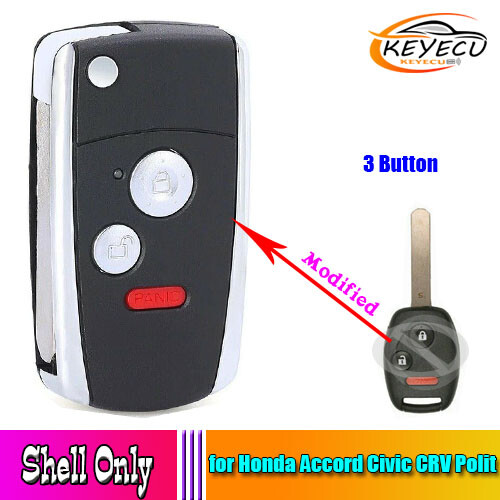 Modified Flip 3B Remote Key Shell Case Fob for Honda Accord Civic CRV ...