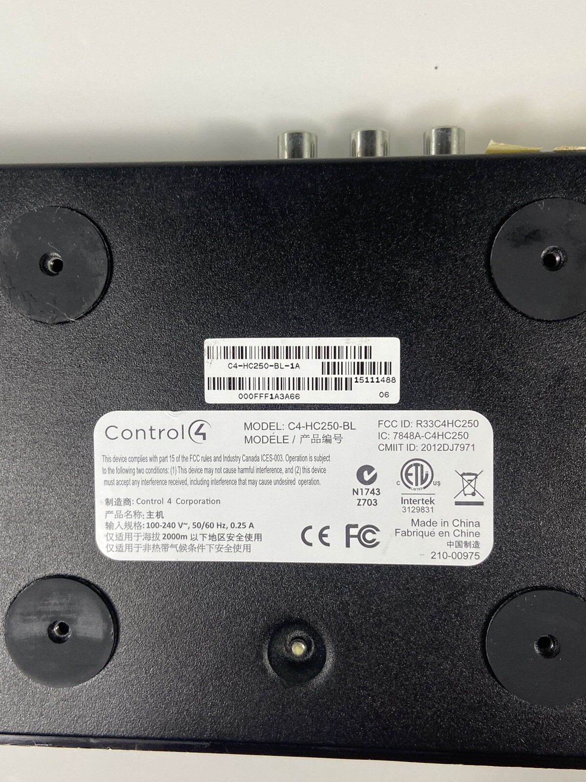 CONTROL4 HOME AUTOMATION CONTROLLER C4-HC250-BL - Tested - Free ...