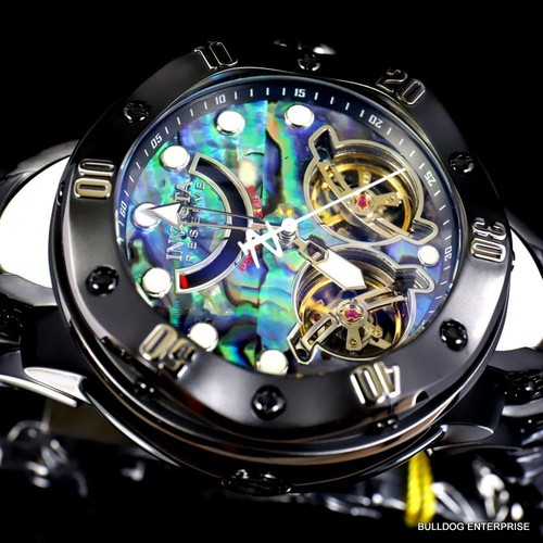 Invicta Reserve Kraken Abalone Double Open Heart Automatic Black Steel ...