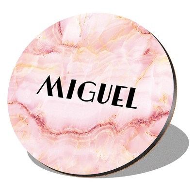1 x Round Coaster - Name Miguel Marble Stone Texture Lettering #276227 ...