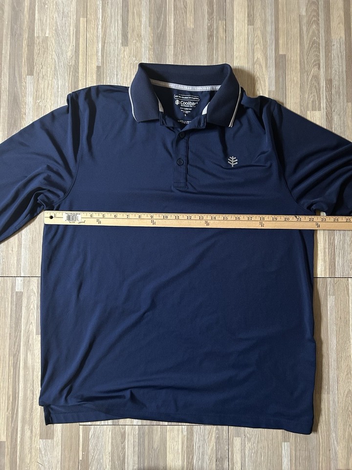 Men’s Coolibar Long Sleeve Polo Sun Protection Shirt UPF 50+ Size L ...