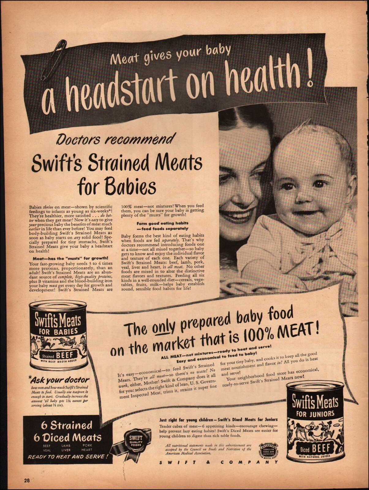 1947 Vintage ad Swift's Meats retro baby foods Strained Meats Photo 08 ...