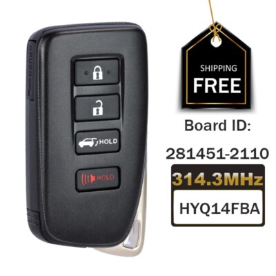 Smart Remote Key Fob for Lexus LX570 NX200t NX300 NX300h HYQ14FBA ...