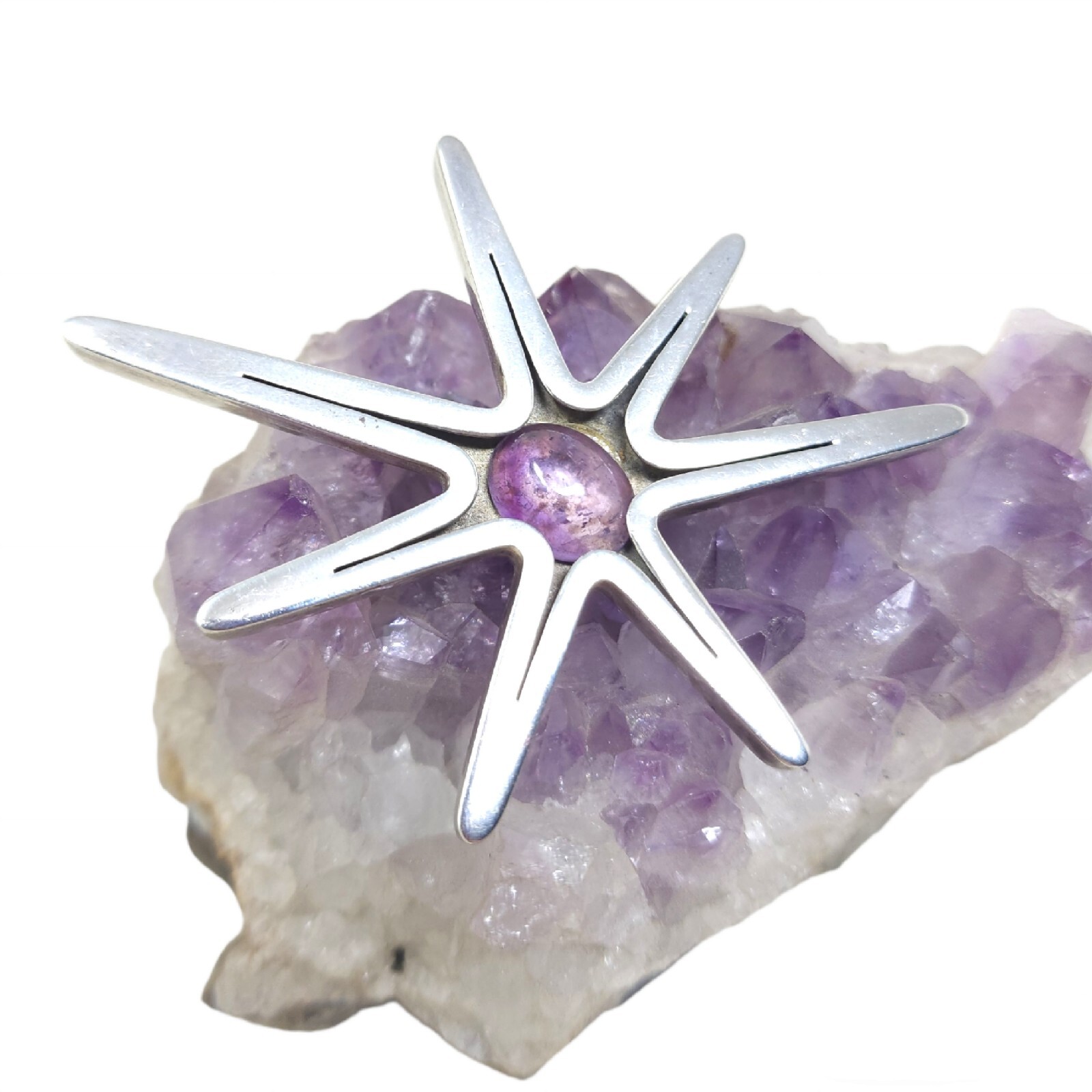 Reveriano Castillo Brooch 925 Sterling Silver Amethyst Sputnik Atomic ...