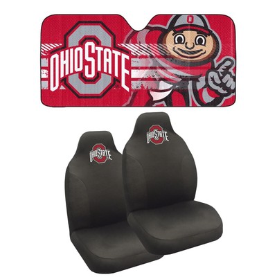 NEW NCAA Ohio State Buckeyes 2 Car Seat Covers Windshield Folding Sun ...