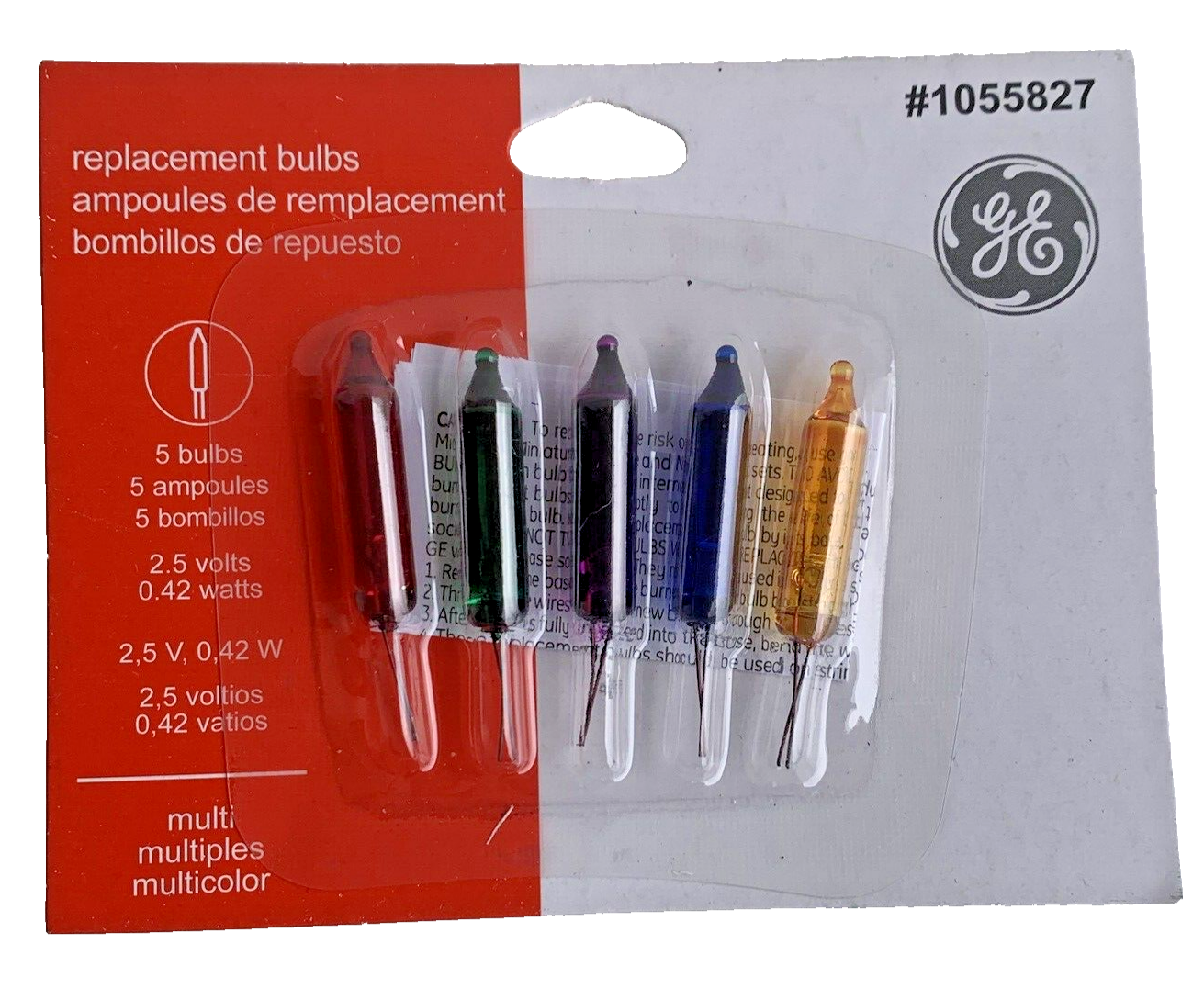2.5 volt GE Christmas Light Bulbs Multi Color Mini for 50 100 150 ...