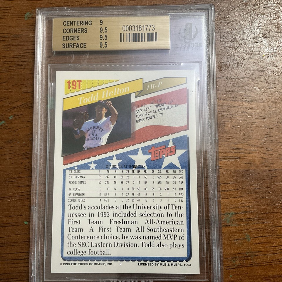 1993 TOPPS TRADED #19T TODD HELTON BGS 9.5 TRUE GEM MINT Rookie | eBay