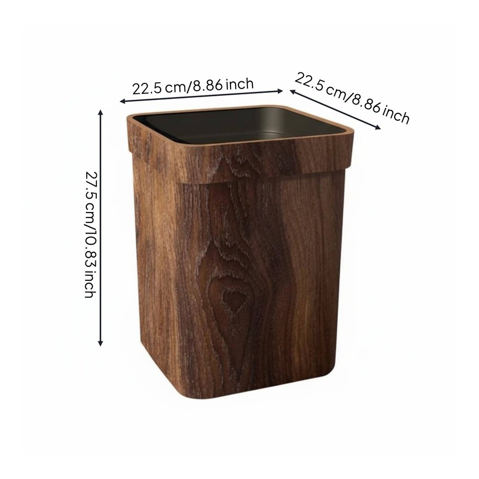 Wood Grain Trash Can Large Capacity Wood Effect Rubbish Bin Stylish ...