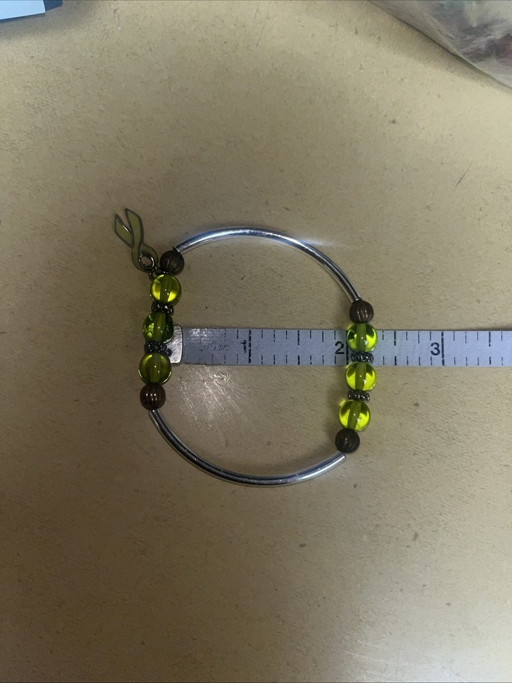 Green Awareness Ribbon Dangle Bead Charm - Bracelet | eBay UK