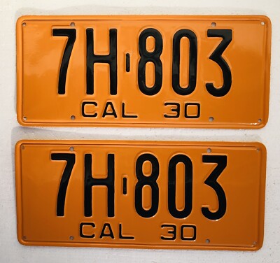 1930 California License Plates Pair. DMV Clear, Restored. Rare. 5 Digit ...