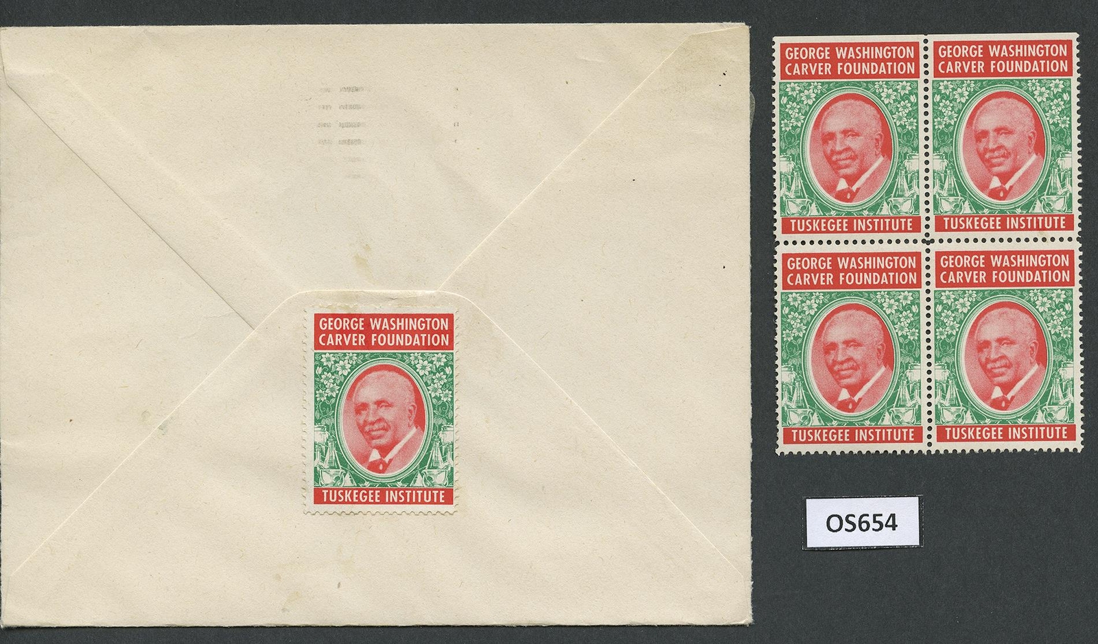 Dealer Dave Stamps 1947 GEORGE WASHINGTON CARVER CINDERELLA BLOCK ...