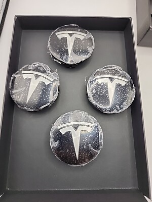 Tesla Model 3,Y,S,X Wheel Center Caps Silver & Matte Black-Read Note ...