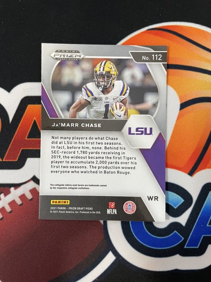 2021 NFL Prizm Draft Picks JAMARR CHASE Rookie RC Base #112- LSU ...