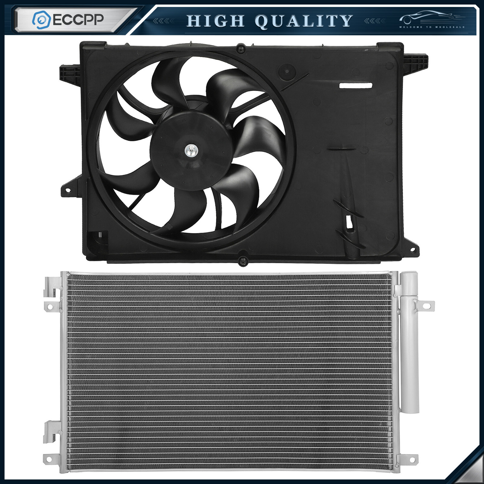 Electric AC Condenser Cooling Fan Kit For 2016 2017 2018 19-22 ...