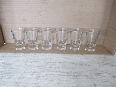 Set of 6 Clear Glass Heavy Bottom/Thick Side Flared Tall Shot Glasses 2 ...