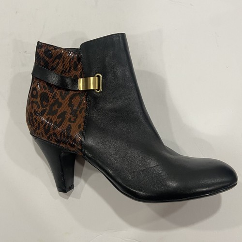 Naturalizer Lilly Leather Ankle Boots Black Cheetah MSRP $149 Women's ...