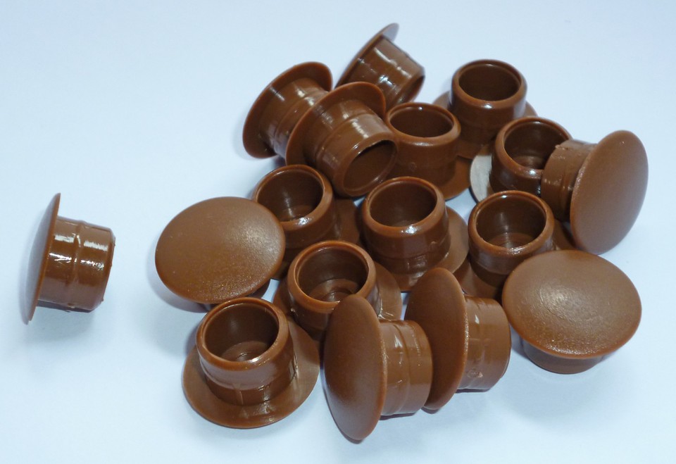 * LARGE PLASTIC COVER CAPS in WHITE LIGHT & DARK BROWN for 12mmØ (½ ...