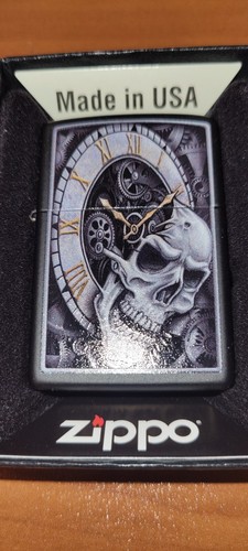 Zippo Skull Clock Design Black Matte 29854 | eBay