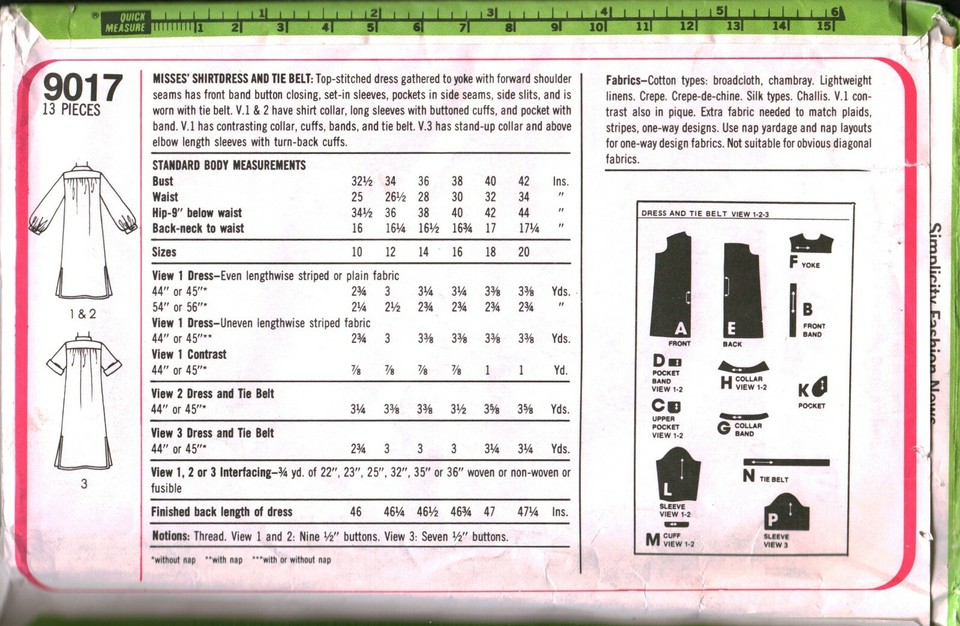 9017 VINTAGE Simplicity SEWING Pattern Misses Top Stitched Dress ...