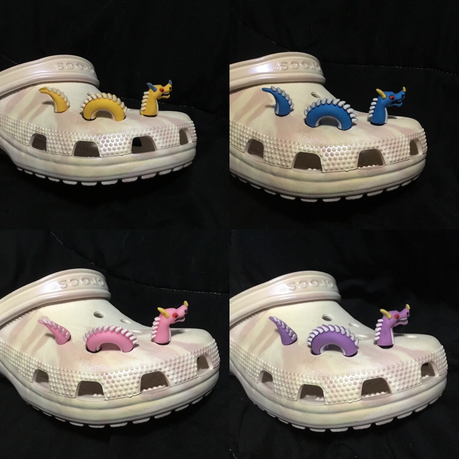 Crocs Handmade jibbitz 3pc 3D dragon sea monster red blue pink shoe ...