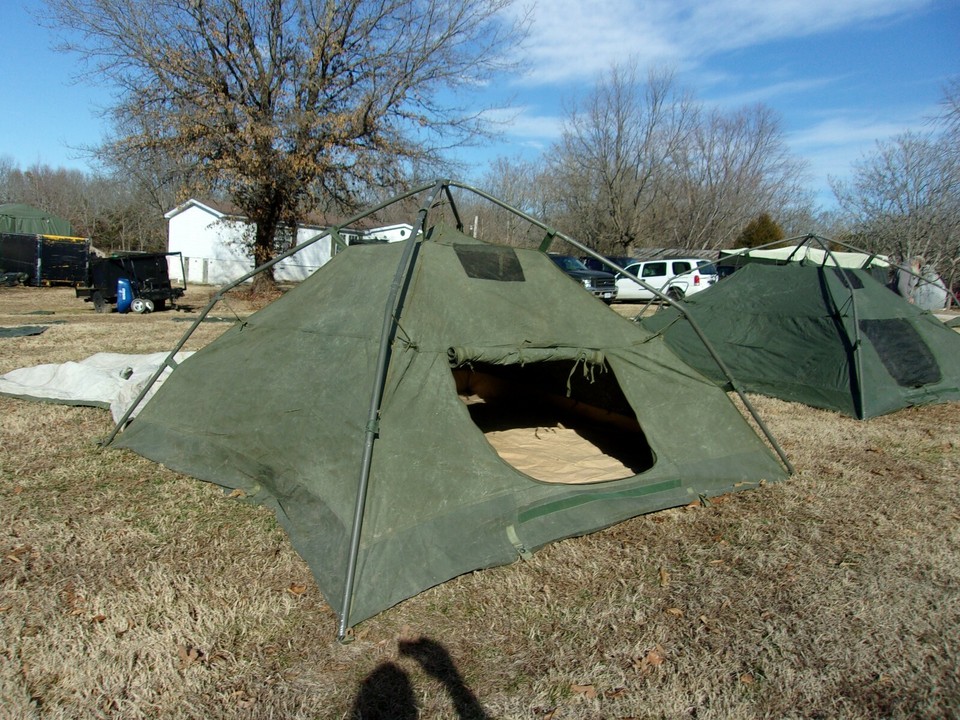 MILITARY SURPLUS SOLDIER CREW TENT ARMY FAIR-GOOD CAMPING 10 X10 ...