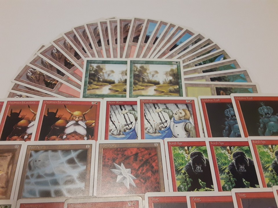 MTG Magic ALL REVISED RED GREEN DECK Atog Kird Ape Gruul Hurricane Land ...