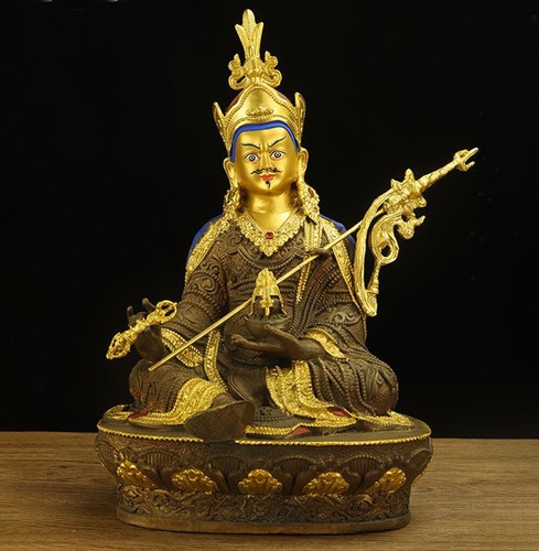 12" Bronze gilt Guru Padmasambhava Rinpoche Orgyen menla Vajra Buddha ...