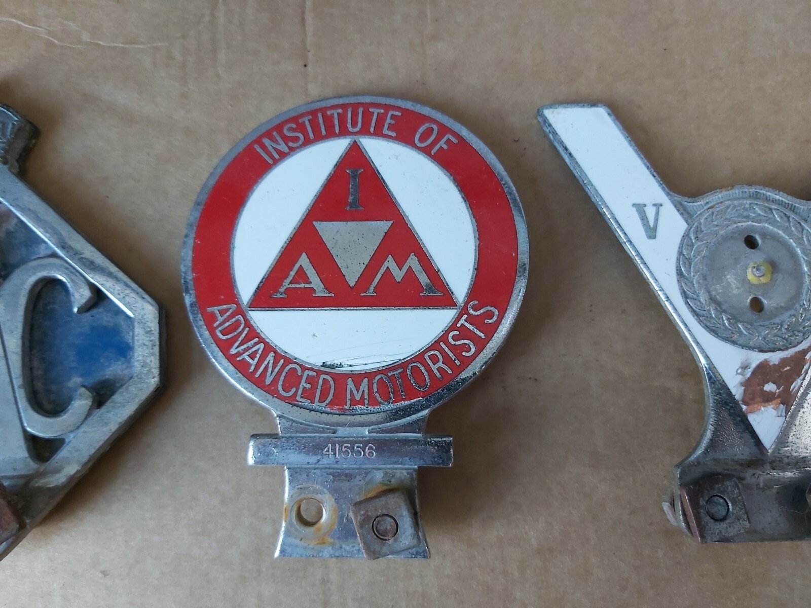 Old Enamel Car Badges AA RAC Members Badge & IAM Advanced & VM Veteran ...