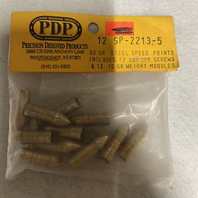 PDP Archery 12 SP-2213-5 50 Grain Steel Speed Points With Screws/weight ...