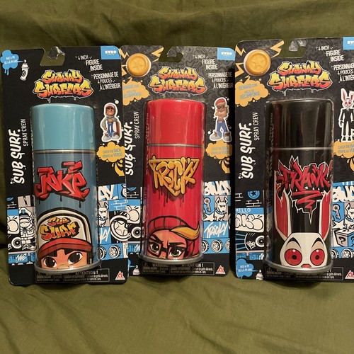 NEW 2020 Lot Three (3) SUBWAY SURFERS SPRAY CREW 4” Figure Inside the ...