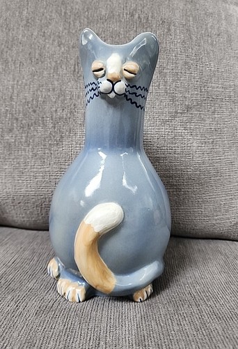 Louisville Stoneware Blue Ceramic Pottery Cat Pitcher 3 Pint | eBay