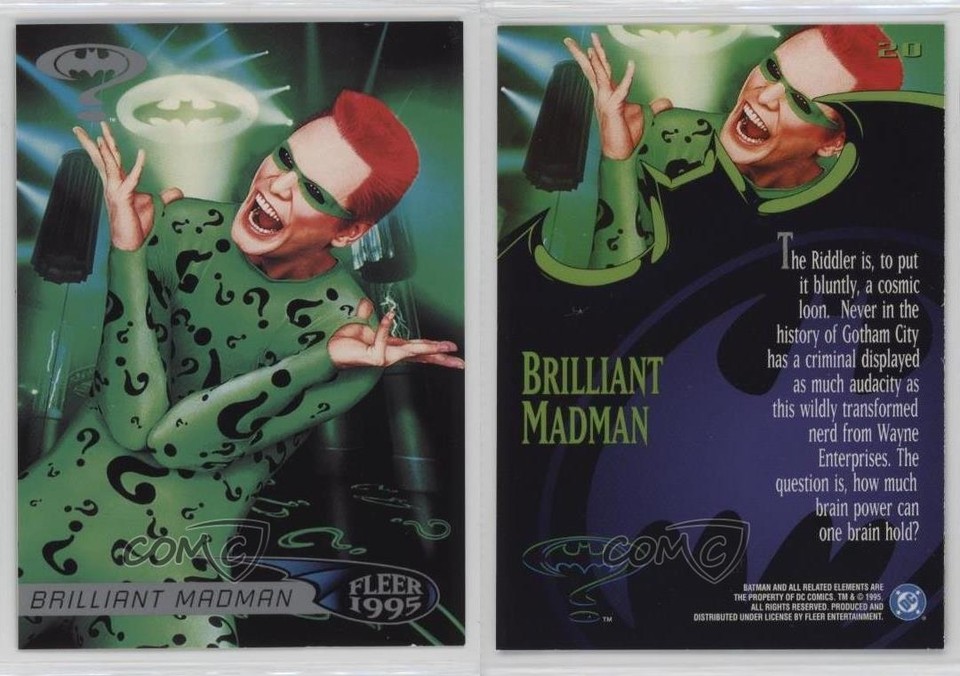 1995 Fleer Batman Forever Riddler Jim Carrey Brilliant Madman #20 0b6 ...