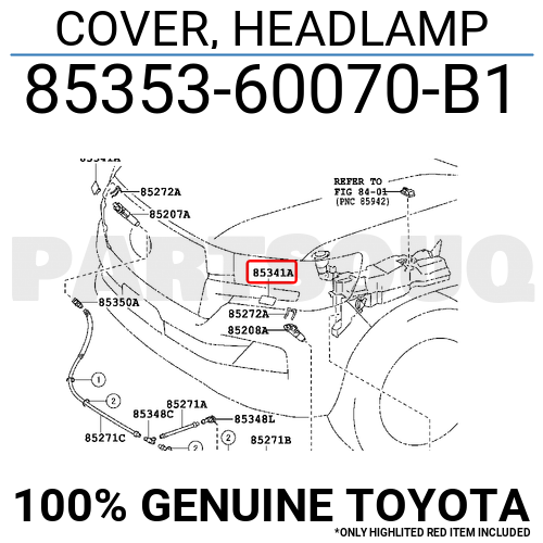 8535360070B1 Genuine Toyota COVER, HEADLAMP 85353-60070-B1 | eBay