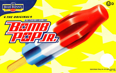 2010 Original Blue Bunny Bomb pop Jr ice cream truck, cart sticker ...