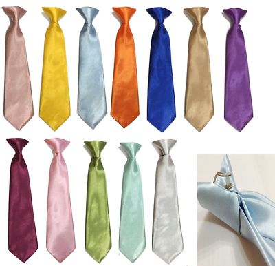 Classic Satin Clip On Tie for Boys Children School Kids Wedding Prom ...