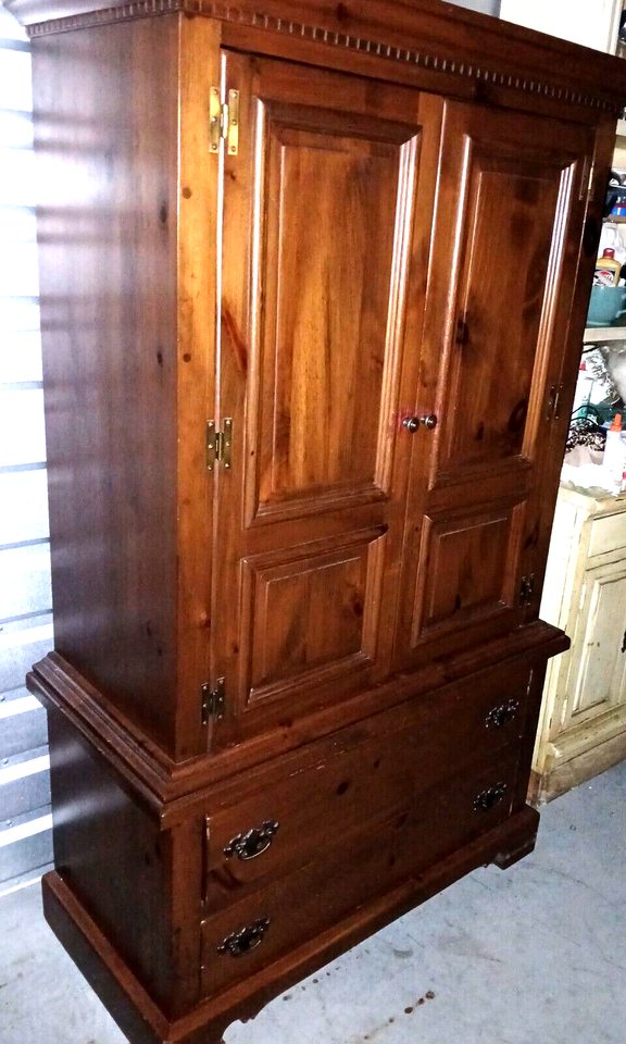Bennington Pine Country French Armoire Dresser Wardrobe with Casters ...