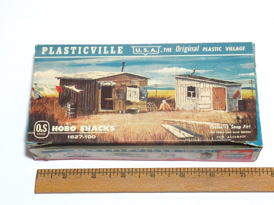 Vintage 0-S Plasticville 1627 100 Marbled Hobo Shacks Complete w/ OB | eBay