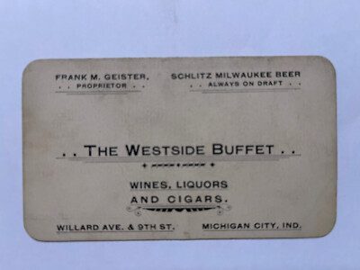 Michigan City Indiana Business Card The WESTSIDE BUFFET Schlitz ...