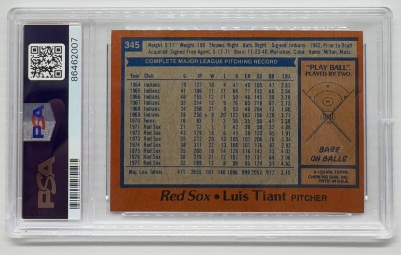 1978 Topps Luis Tiant #345 PSA 6 EX-MT Boston Red Sox | eBay