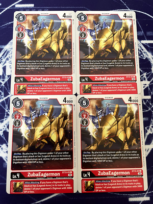 x4 ZubaEagermon ST13-03 C Playset Digimon TCG Starter Deck 13 ...