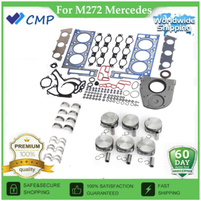M272 Engine Pistons Gasket Bearings Rebuild Kit For Mercedes W204 W211 ...