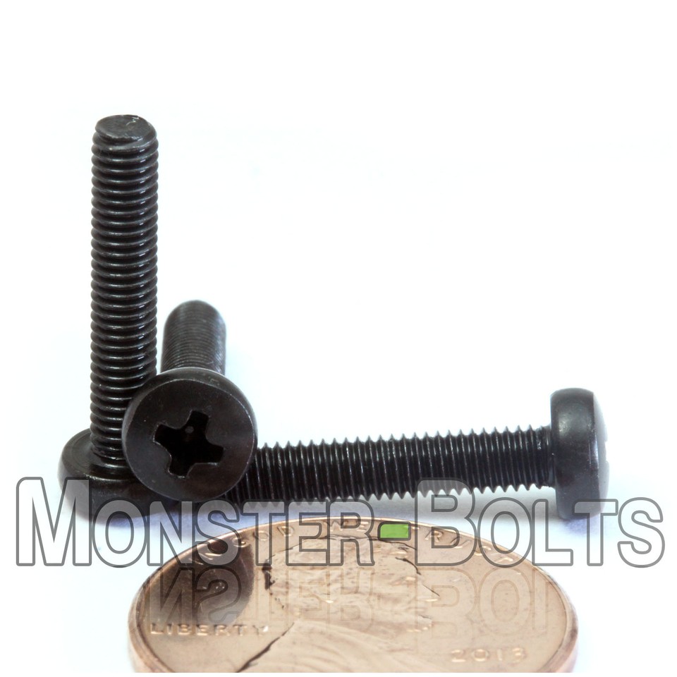 M3 / 3mm Phillips Pan Head Machine Screws, Steel, Black Oxide, DIN ...