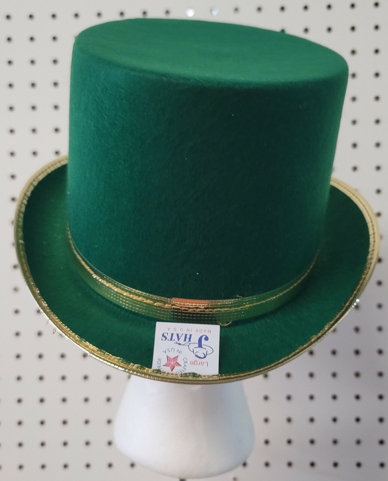 St. Patrick's Day Leprechaun Adult Permafelt Green Top Hat (5 Inch Tall ...