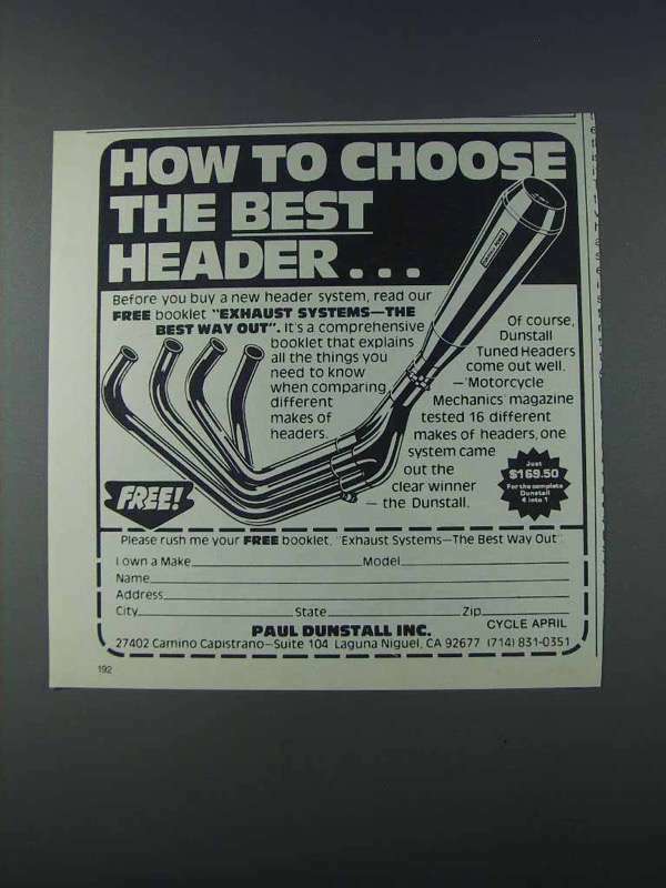 1981 Paul Dunstall Exhaust Systems Ad - How to Choose | eBay